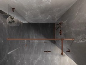 Mexen Lunar T, výklopný sprchový kout pravý 115 x 80 cm, 8mm čiré sklo, profil růžové zlato, 834T-115-080-60-00-P