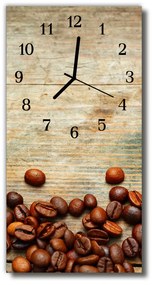 Skleněné hodiny vertikální Kuchyňská zrna Káva z hnědého dřeva