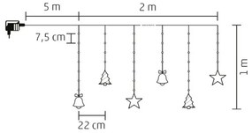 LED Vánoční venkovní řetěz 186xLED 7m IP44 studená bílá