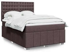 Box spring postel s matrací tmavě hnědá 140x200 cm textil