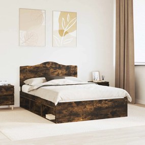 Rám postele Kouřový dub 140 x 200 cm Masivní borové dřevo 3413303