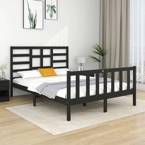 Rám postele černý masivní dřevo 140 x 190 cm,  3105909 HangarStore.cz