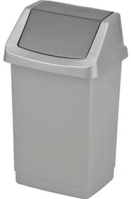 Plastový odpadkový koš Simple, objem 9 l, stříbrný