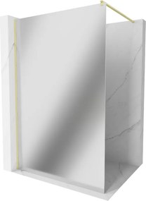 Mexen Kioto, sprchová zástěna Walk-In 140 x 200 cm, 8mm sklo vzor zrcadlo, zlatý matný profil, 800-140-101-55-50