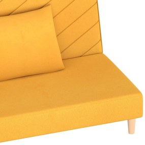 2místná rozkládací pohovka se 2 polštáři žlutá textil - Default Title