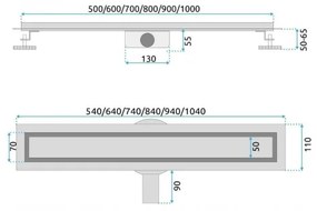 REA-G7802 - Odtokový žlab NEOX PRO 70 cm nerezová ocel/černá