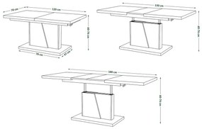 Rozkládací konferenční/jídelní stůl se zvedací deskou NINO šedá beton