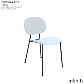 Židle Tondina Pop Barva kovové konstrukce: Matt black 31, Barva sedáku a opěradla z recyklovaného plastu: white IS020