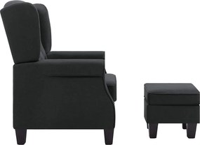 Křeslo s podnožkou tmavě šedé textil 320152