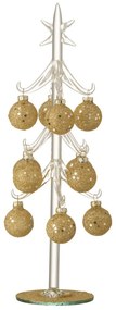 Skleněný stromek se zlatými koulemi Baubles Stars Medium – 12*12*30 cm