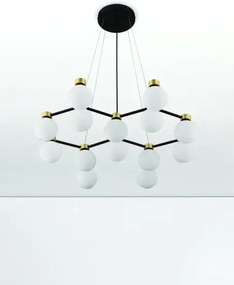 Satina zlato-černo-bílý moderní lustr Ovalino 143