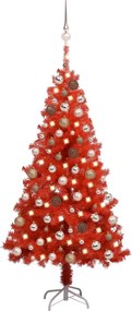 vidaXL Umělý vánoční stromek s LED a sadou koulí 150 cm PET [3077584] Barva: Růžovo-šedá