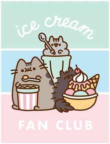 Coral fleece deka kočička Pusheen - motiv Ice Cream Fan Club - 130 × 170 cm
