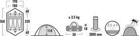High Peak Woodpecker 3 / Stan pro 3 osoby / 340x190 x 110 cm / vodní s