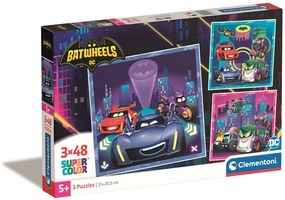 Clementoni - Puzzle 3x48 Square Batwheels