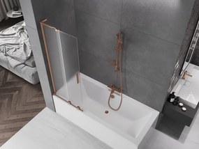 Mexen Velar L, 2-křídlová posuvná vanová zástěna 70 x 150 cm, 8mm sklo námraza, měděná matná, 896-070-003-31-65