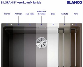 Blanco Subline 400-U, silgranitový dřez pod pracovní desku 400x400x190 mm, 1-komorový, černá, BLA-525990