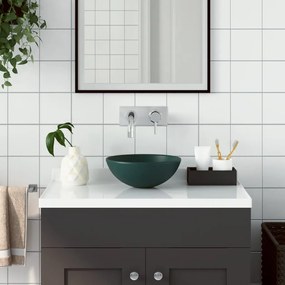Koupelnové umyvadlo keramické tmavě zelené kulaté - Default Title