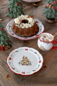 Vánoční keramický dezertní talířek Chalet de Noël – Ø 20,5*2 cm