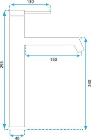 Rea Foss, vysoká umyvadlová baterie h-295, zlatá matná, REA-B5319