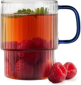 Modré skleněné hrnky v sadě 2 ks na cappuccino 350 ml Livio – Vialli Design