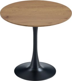 Jídelní stůl, dub/černá, průměr 80 cm, REVENTON NEW