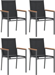 5dílný zahradní jídelní set černý textilen a ocel 3187034