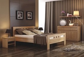 Drewmax LK110 200x200 cm dřevěná postel masiv buk dvojlůžko