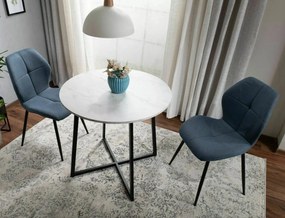 Jídelní stůl Luna 90 cm bílý mramor/černý