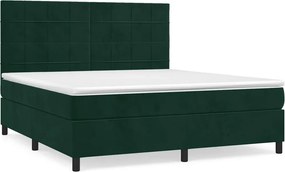 Box spring postel s matrací tmavě zelená 180x200 cm samet 3143040