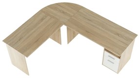 Rohový PC stůl, dub sonoma / bílá, Maurus NEW MA11