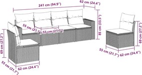 6dílná zahradní sedací souprava s poduškami hnědá polyratan 3251150