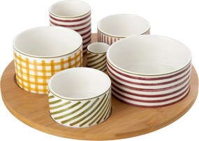 Velká sada kameninových předkrmových misek Burgundy & Olive – 30*30*9 cm