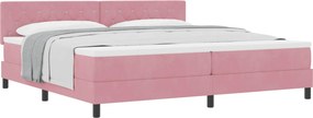 Postel s boxspringem s matrací s čelo Růžová 200 x 200 cm samet 3339133