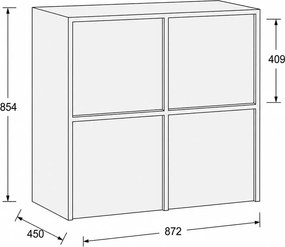 Nástavba pro skříně FRAME, 4x dveře, 872 x 450 x 854 mm, RFID zámek, šedá