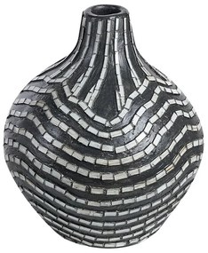 Pálená hlína Dekorativní váza 35 Černá Bílá KUALU Beliani