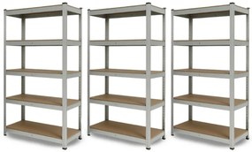 IQ Garden 3 x policový regál 180 x 80 x 40 - pozinkovaný - 5 polic 319903