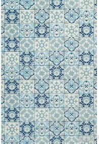 Breno Koupelnová pěnová předložka SOFTY-TEX 79828.5 modré dlaždice, šíře 65 cm, Modrá/Vícebarevné