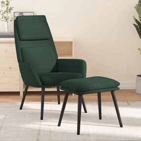 Relaxační křeslo se stoličkou tmavě zelené textil 3097773