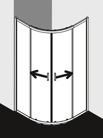 KERMI čtvrtkruhový sprchový kout (posuvné dveře) STINA, ST R55 Šířka: 90 cm