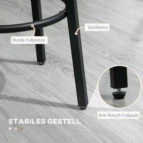 HOMCOM Barová židle sada 2 kuchyňských židlí s podnožkou v industriálním designu, kovový rám, pro jídelnu do 120 kg, 42x42x65 cm, hnědá | Aosom.de