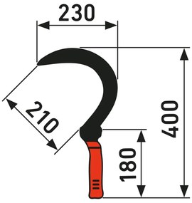 Srp na trávu s plast. rukojetí, délka 40cm (pro praváky)