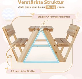 Costway Dětský piknikový stůl venkovní dětská sedací souprava se stolem a 2