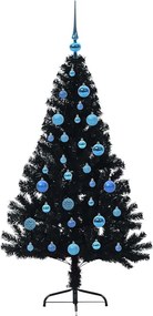 Umělý osvětlený vánoční stromeček Černá 150 cm PVC 3397135