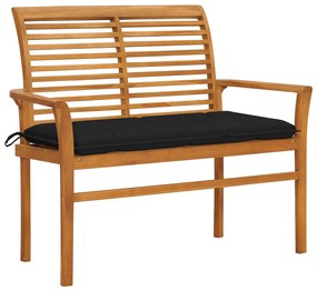 Zahradní lavice s černou poduškou 112 cm masivní teak,  3062671