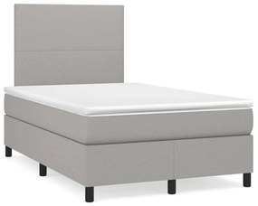 vidaXL Box spring postel s matrací a LED světle šedá 120x190 cm textil