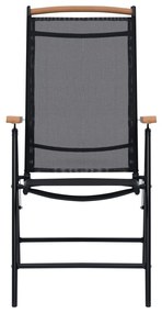Skládací zahradní židle 2 ks hliník a textilen černé - Default Title