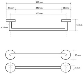 Sapho, X-ROUND držák na ručníky 350mm, chrom, XR400