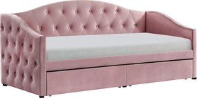 Postel s úložným prostorem, 90x200, růžová Velvet látka, ZASKA