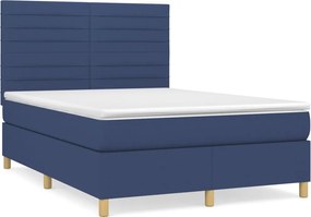 Box spring postel s matrací modrá 140x200 cm textil 3142423